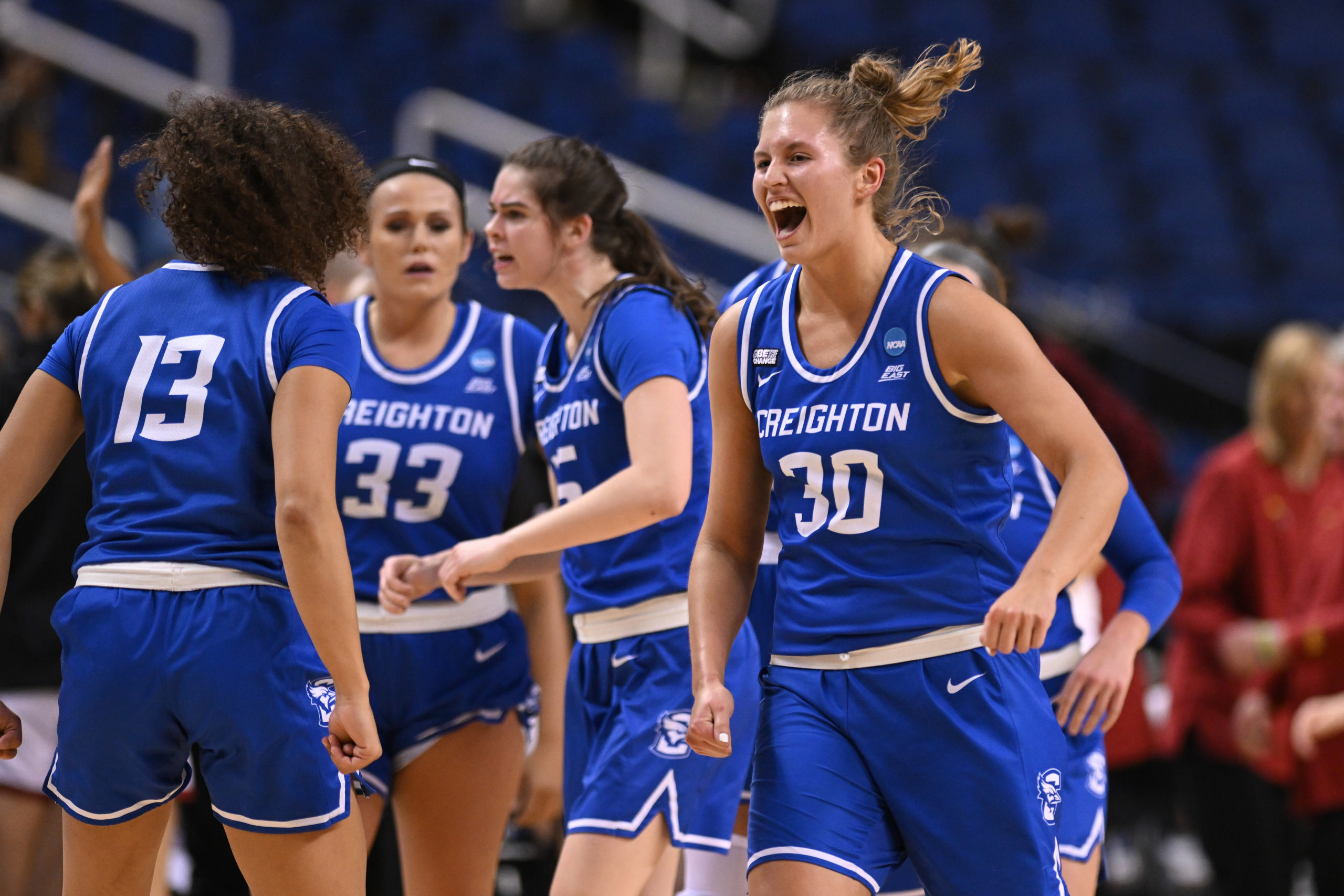 Morgan Maly erupts off the bench to lead Creighton to first Elite Eight ...